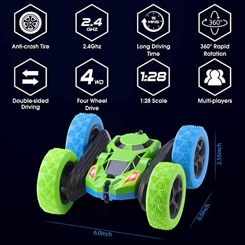 Remote Control Stunt Car Rechargeable RC Car, 360°Rotating Double Sided ...